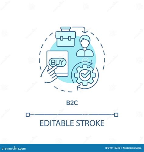 2d Customizable Blue Thin Linear Icon B2c Concept Stock Vector Illustration Of Simple Online