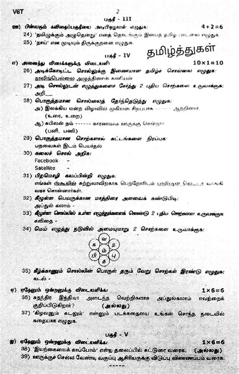 தமிழ்த்துகள் வகுப்பு 6 தமிழ் காலாண்டு வினாத்தாள் விருதுநகர் 6th Tamil