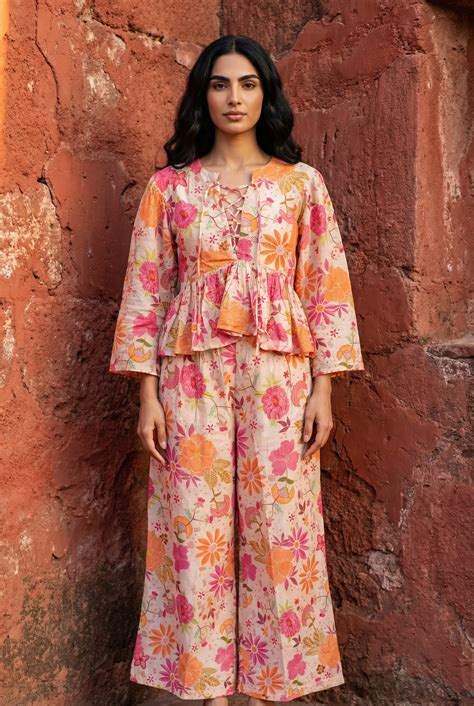 Buy Multicolor Floral Print Muslin Co Ord Set For Women Online Best Price