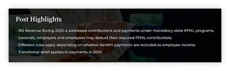 IRS Issues Revenue Ruling On State PFML Payments Benefits