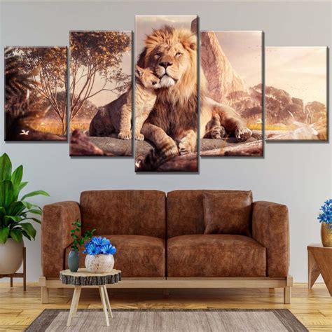 Tableau Simba P Re Et Fils Roi Lion Toile Avec Cadre Produitpod
