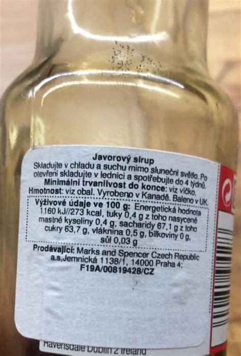 Javorový Sirup Mark And Spencer Kalorie Kj A Nutriční Hodnoty