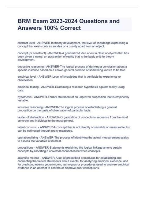 Brm Exam Questions And Answers 100 Correct Brm Stuvia Us