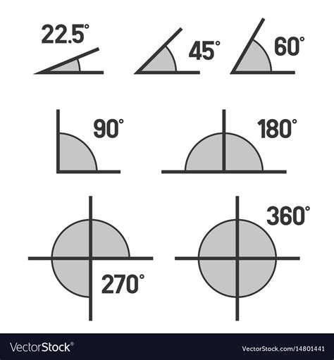 Angles Icons Set On White Background Royalty Free Vector