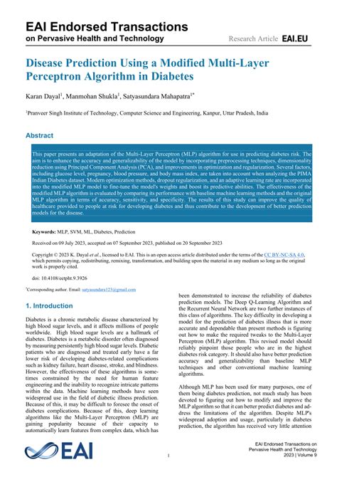 Pdf Disease Prediction Using A Modified Multi Layer Perceptron