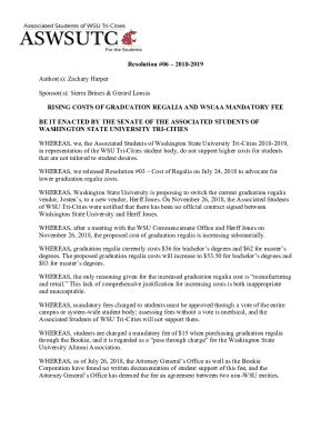 Fillable Online Tricities Wsu Resolution 06 Rising Cost Of Regalia