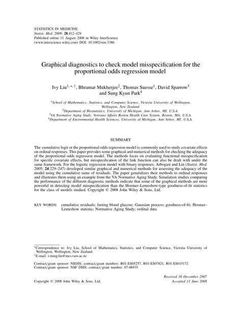 Pdf Graphical Diagnostics To Check Model Misspecification For The