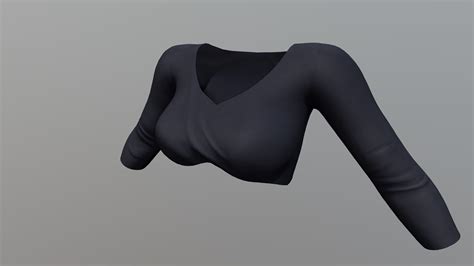 Female Long Sleeves Crop Top Buy Royalty Free 3d Model By 3dia