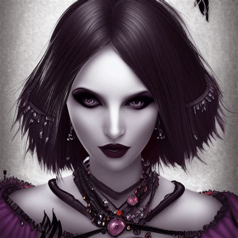 Fantasy Goth Girl Portrait With Gems · Creative Fabrica