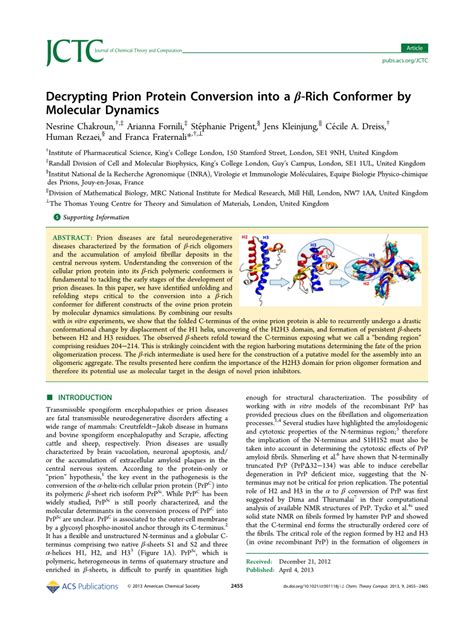 Pdf Decrypting Prion Protein Conversion Into A β Rich Conformer By