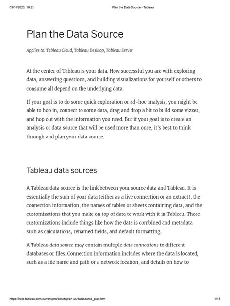 Plan The Data Source Tableau Pdf Table Database Databases