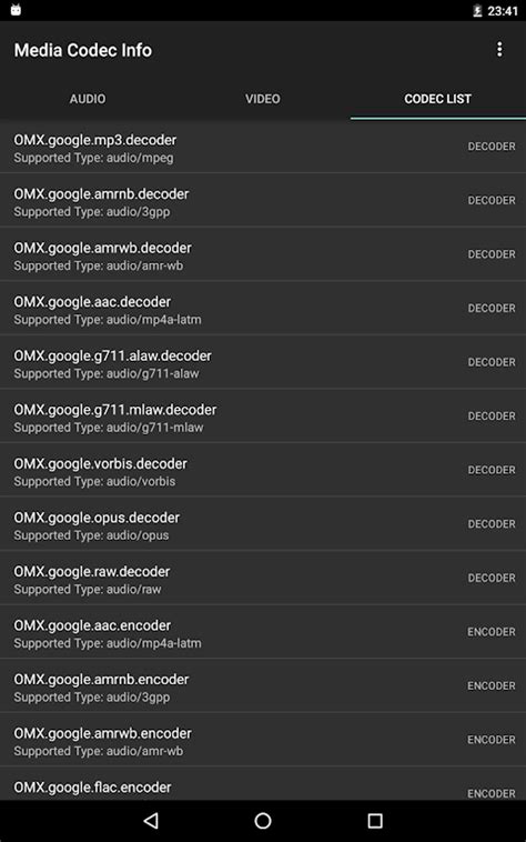 Android 용 Media Codec Info Apk 다운로드