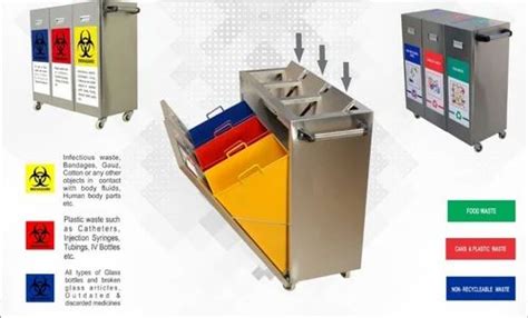 Hospra HealthCare Stainless Steel Bio Medical Waste Collection Trolley For Hospital Capacity