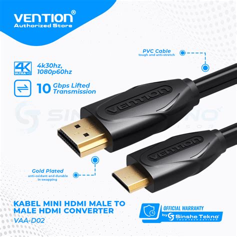 Vention Kabel Mini Hdmi Male To Hdmi Male Kabel Mini Hdmi Male To Hdmi