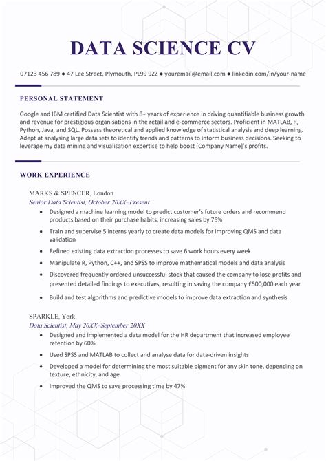 Data Science Cv Example And Writing Tips