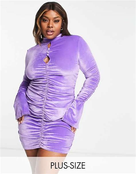The Frolic Plus Minikleid Aus Samt In Flieder Mit Raffungen Und