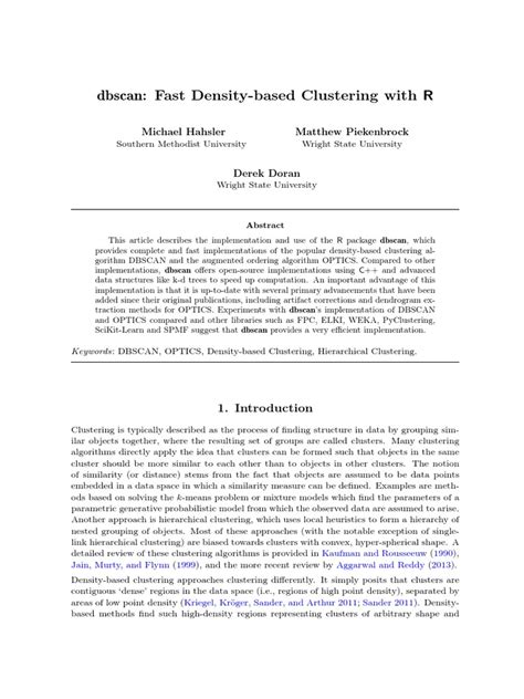 Dbscan Fast Density Based Clustering With R Michael Hahsler Matthew