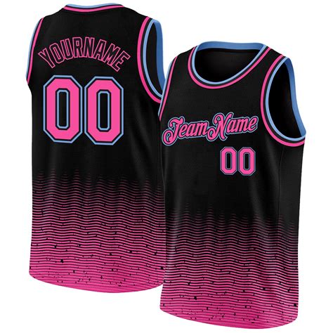 Custom Fade Fashion Basketball Jersey Black Pink Light Blue Authentic