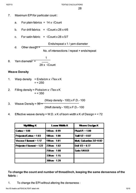 textile calculations pdf needlework arts and crafts