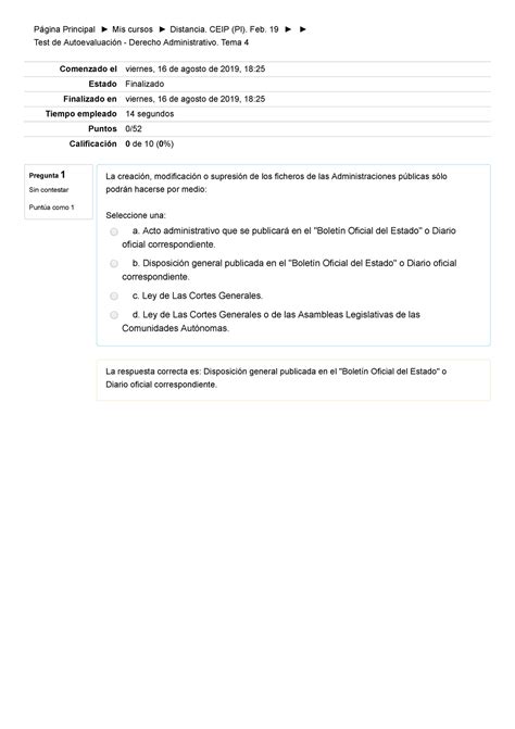 Test De Autoevaluación Derecho Administrativo Tema 4 Uned Studocu