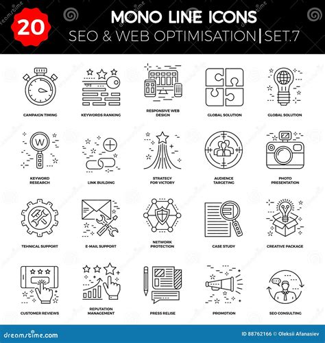 Thin Line Icons Set Of Search Engine Optimization Stock Vector Illustration Of Link Engine