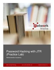 LAB PRACTICE Password Cracking With JTR V Pdf Password Hacking With JTR Practice Lab