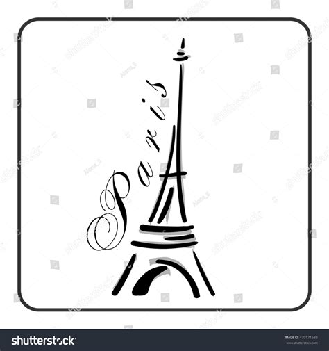 Eiffel Tower Simple Sketch Style Big Stock Illustration 470171588