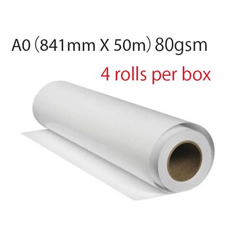 A0 841mm X 50m Plotting Roll Paper 4 Rolls Per Box Shopee Malaysia