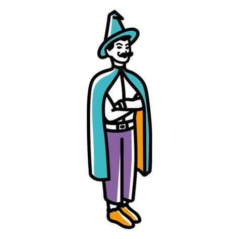 Diseño PNG Y SVG De Personaje De Mago Con Capa Y Bigote Para Camisetas