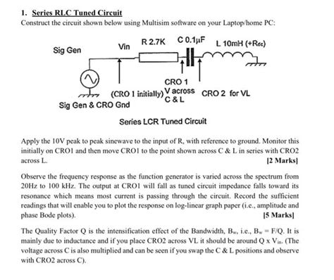 Solved 1 Series Rlc Tuned Circuit Construct The Circuit