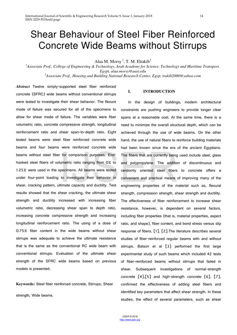 Pdf Shear Behaviour Of Steel Fiber Reinforced Concrete Wide Beams