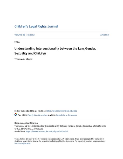 Pdf Understanding Intersectionality Between The Law Gender