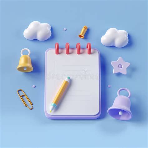 Floating School Supplies With Notepad On Blue Background Stock Image