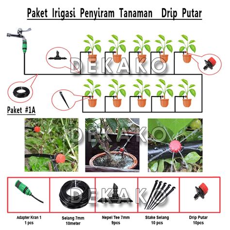 Jual Paket Irigasi Sistem Drip Putar Penyiram Tanaman Taman Hidroponik