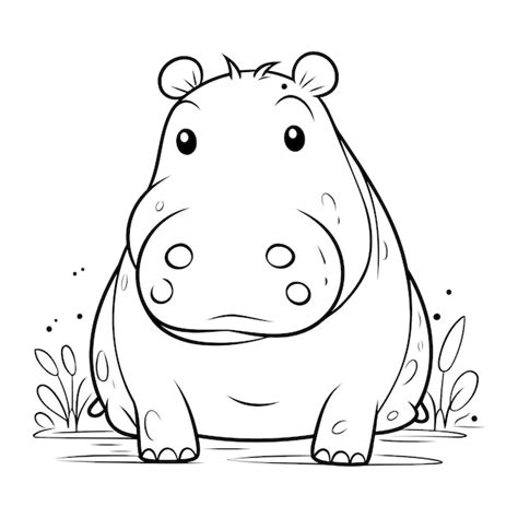 Livre De Coloriage Hippopotame Pour Adultes Illustration Vectorielle