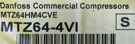New Danfoss Mtz64hm4cve Reciprocating Compressor Mtz64 4vi Sb Industrial Supply Inc