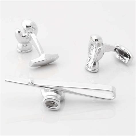 Boxing Gloves Cufflinks And Tie Slide Set By Badger And Brown