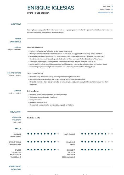 Stocker Resume Samples And Templates Visualcv