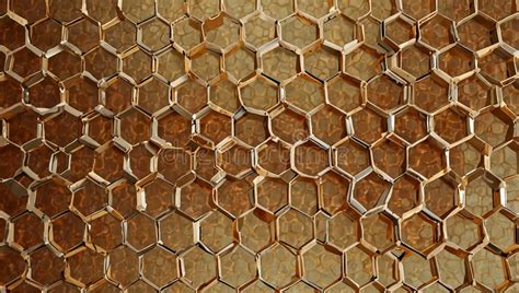 Golden Hexagon Pattern Abstract Background With Geometric Honeycomb Texture Stock Illustration