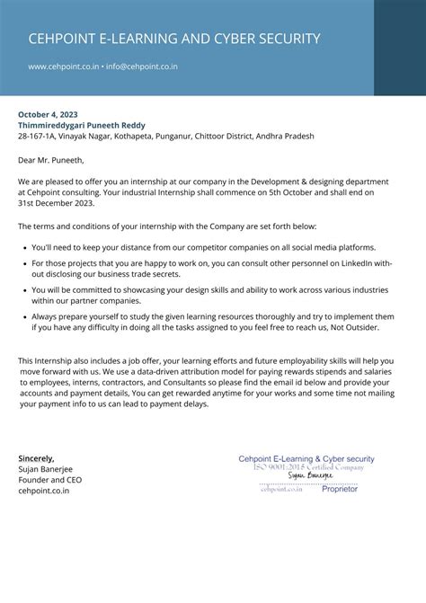 Hey Everyone 👋🏻 Happy To Share That Ive Accepted An Internship