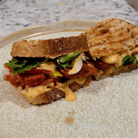 Lentil Pepperoni And Roasted Red Pepper Cashew Cheese Sandwich W Spicy