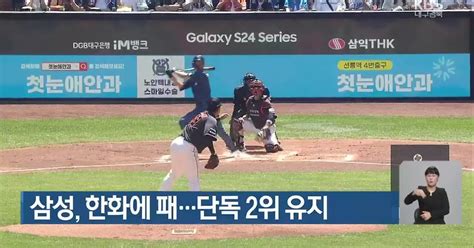 삼성 한화에 패단독 2위 유지