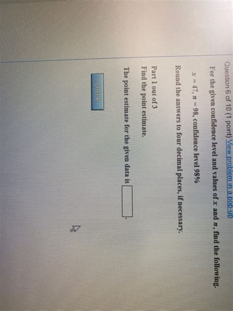 solved question 6 of 10 1 point view problem in a pop up