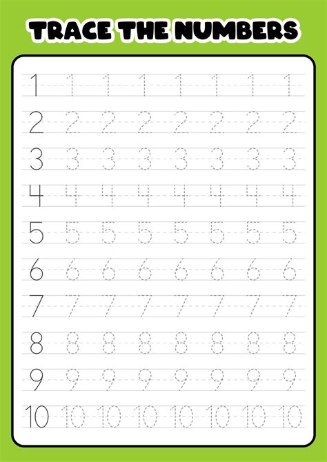 Numbers 1 10 Tracing Worksheets Numbers 1 10 Tracing Worksheets