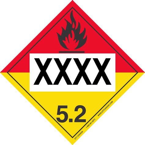 Class 5 2 International Tdg Placard Preprinted With Un Number Organic