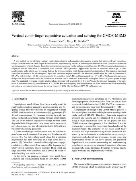 PDF Vertical Comb Finger Capacitive Actuation And Sensing For CMOS MEMS DOKUMEN TIPS