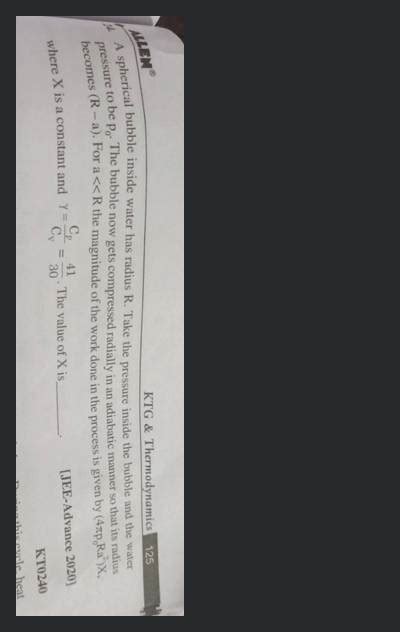 A Spherical Bubble Inside Water Has Radius R Take The Pressure Inside Th
