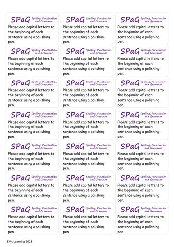 Spag Adhesive Correction Marking Label 8 Correct Capital Letters Beginning Of Sentences J8160