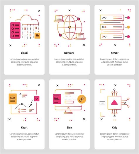premium vector vector set of mobile app onboarding screens cloud