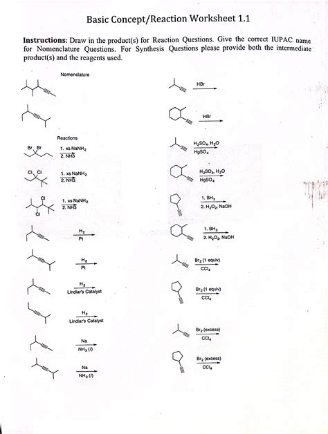 Solved Basic Concept Reaction Worksheet 1 1Instructions Chegg